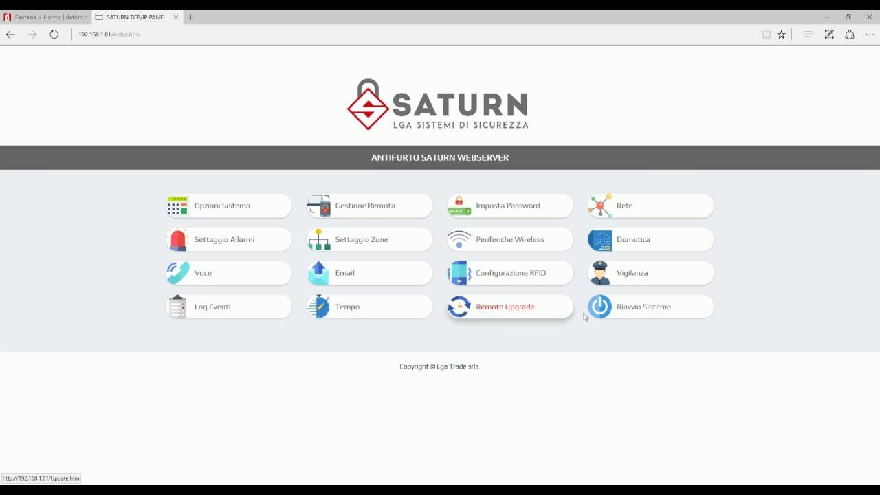 Allarmi wireless Saturn Ip Web funzionamento web browser da pc - YouTube