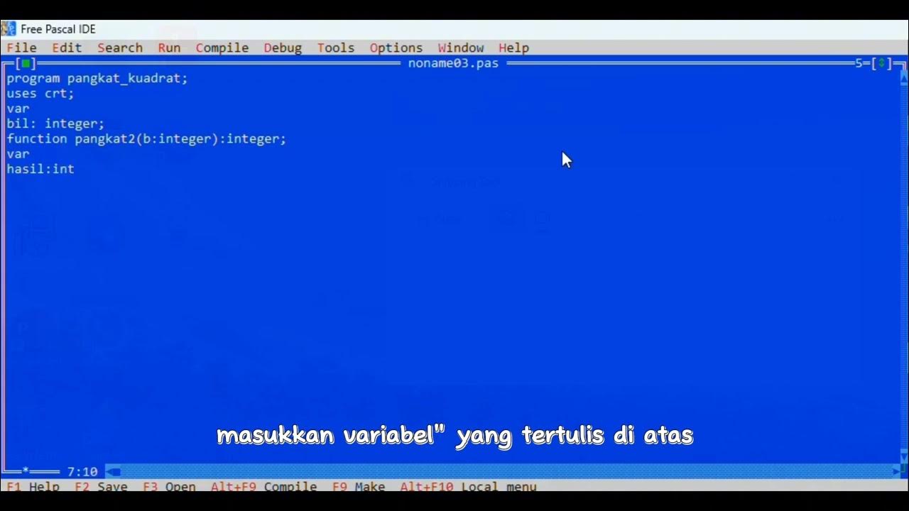 Tutorial cara membuat program pangkat kuadrat - YouTube