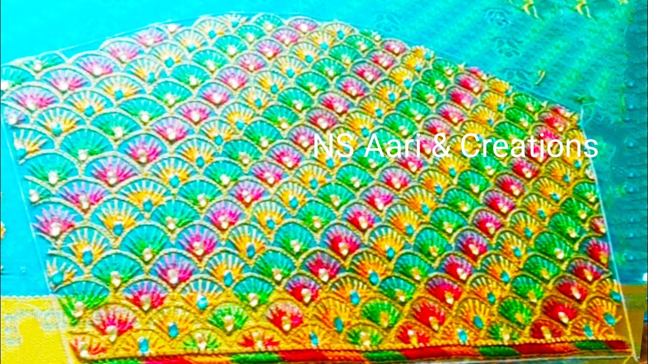 Multi Colour Aari Work With Chain & Feather Stitch #AariWorks # ...