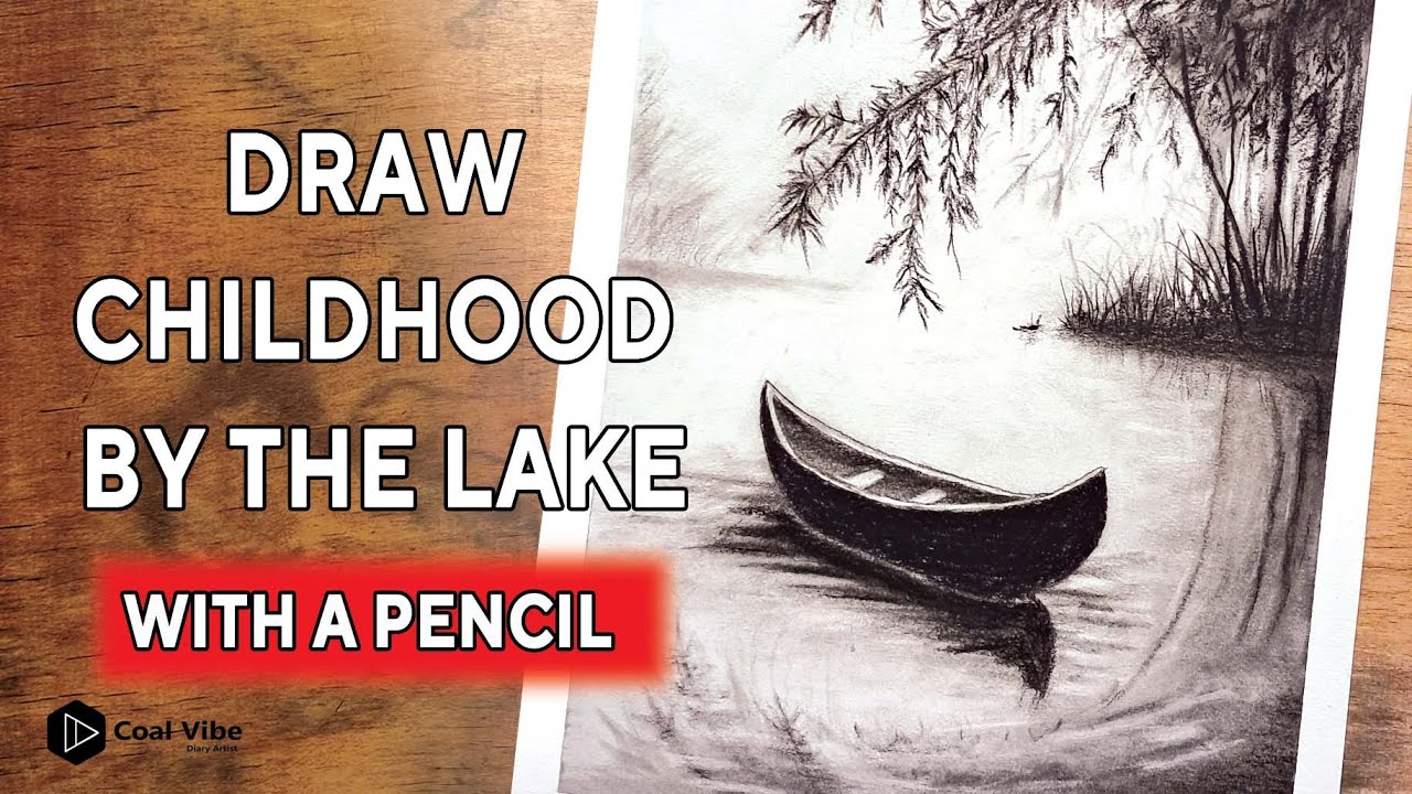 How to draw a Lake Scene with pencil. Draw with me)) - YouTube