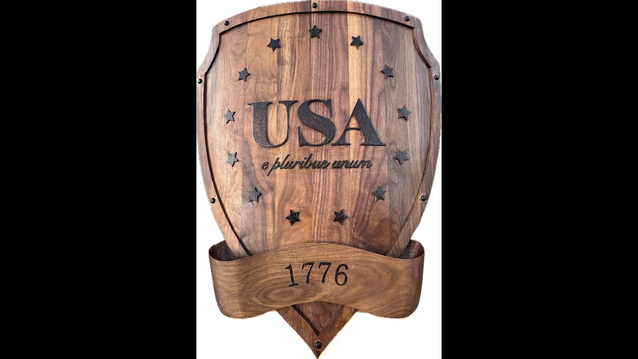 USA shield scroll carving, insight in the process of making the - YouTube