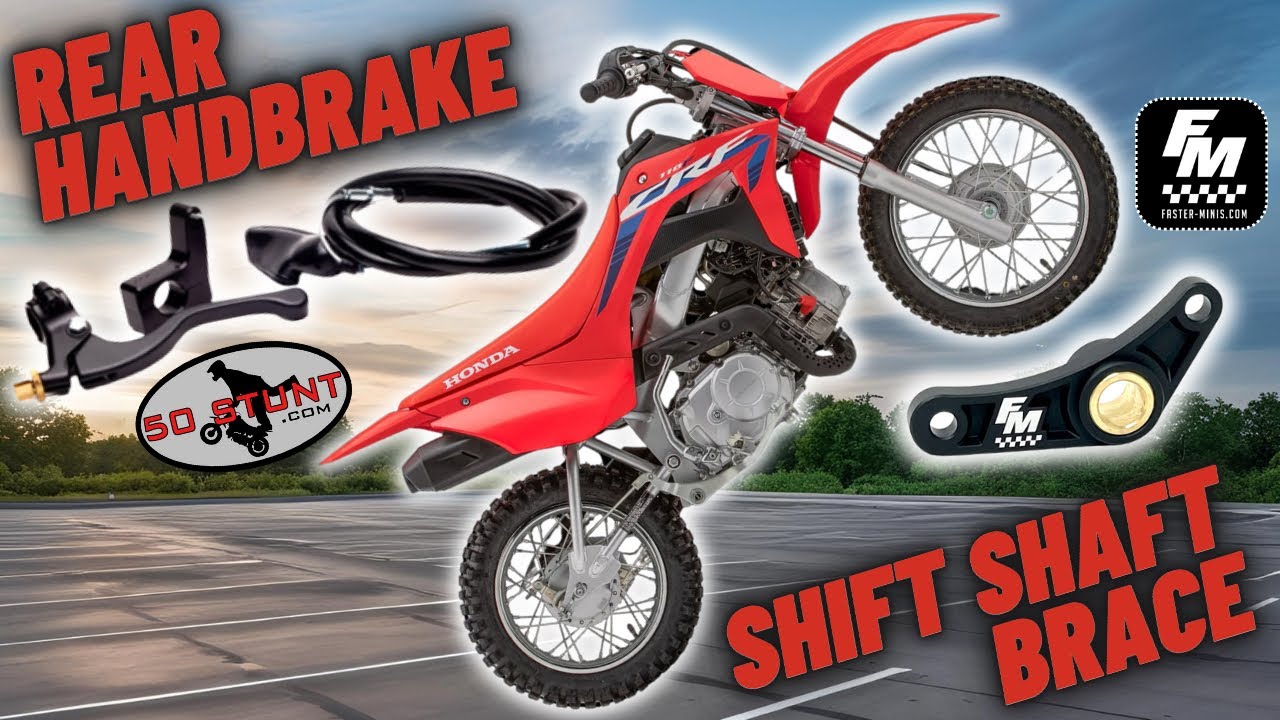 CRF110 Rear Hand Brake & Shift Shaft Brace Install ( 50 Stunt / Faster ...