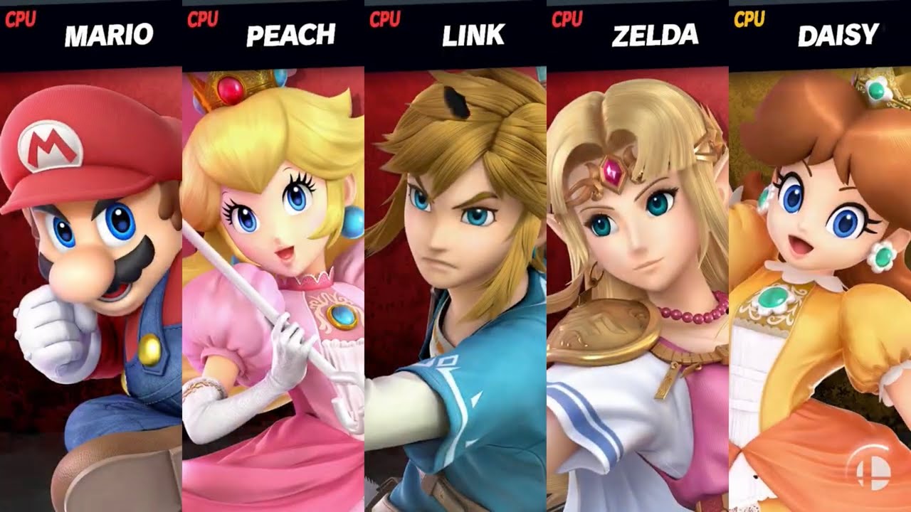 Super Smash Bros. Ultimate - Mario, Peach, Link & Zelda vs Daisy - YouTube