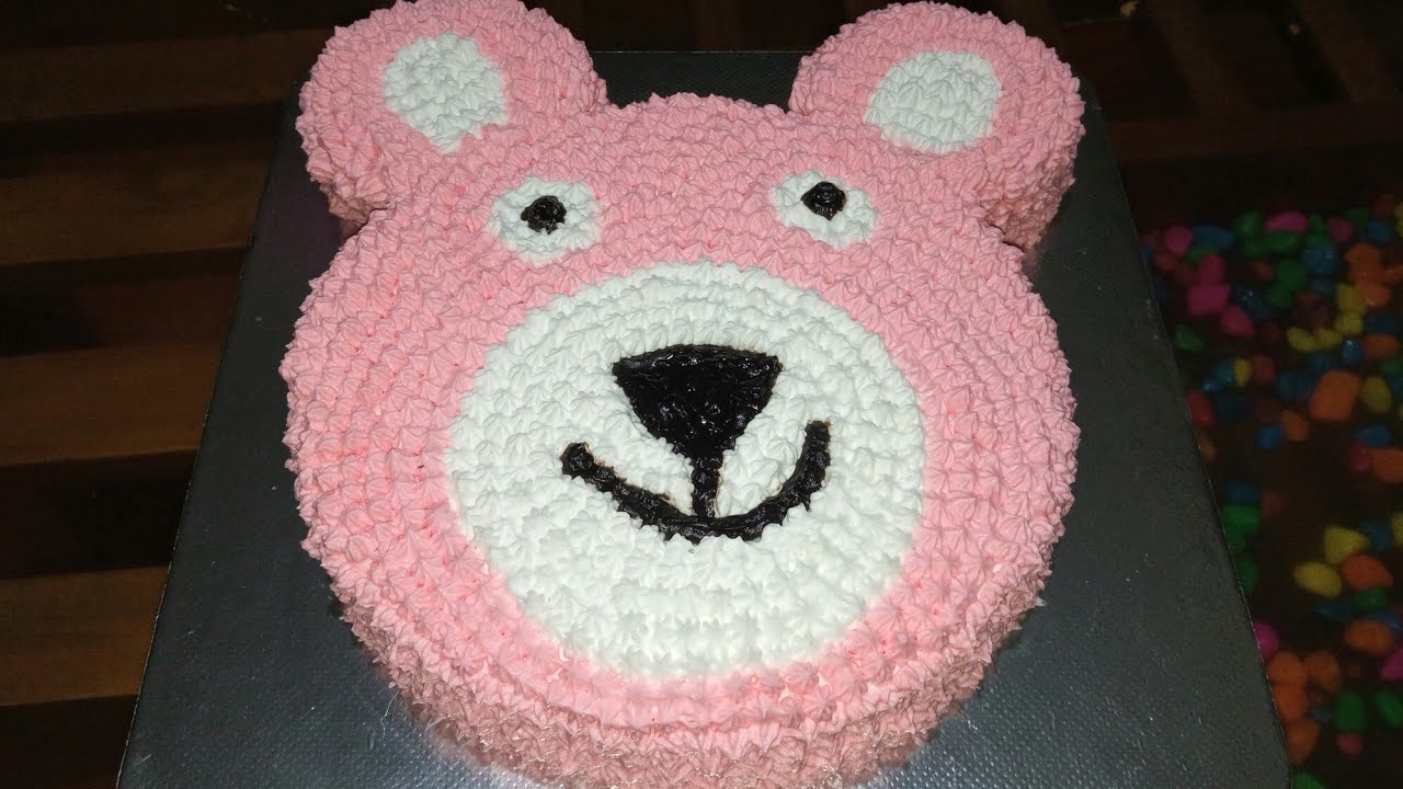 Teddy bear face cake without oven recipe malayalam - YouTube