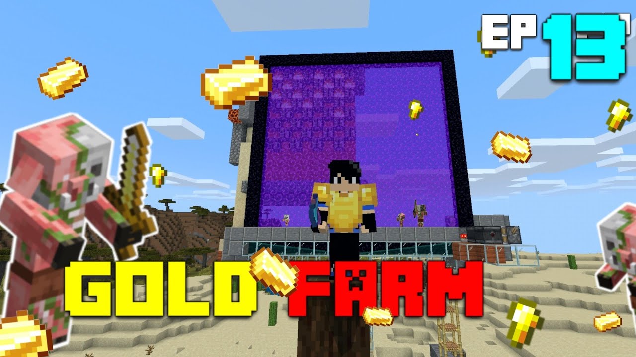 Minecraft Survival || Making a zombified piglin GOLD FARM || Getting ...