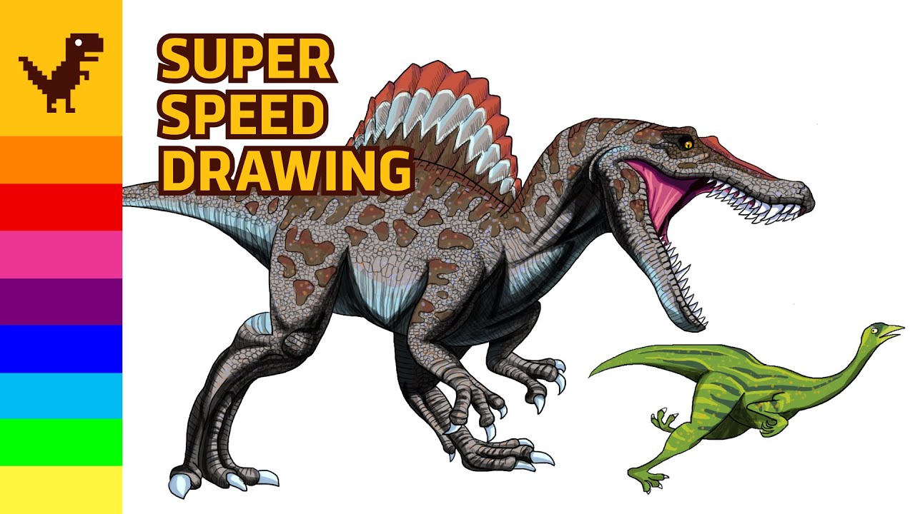 Spinosaurus Hunting Galimimus Super Speed Dinosaur Drawing How I draw ...