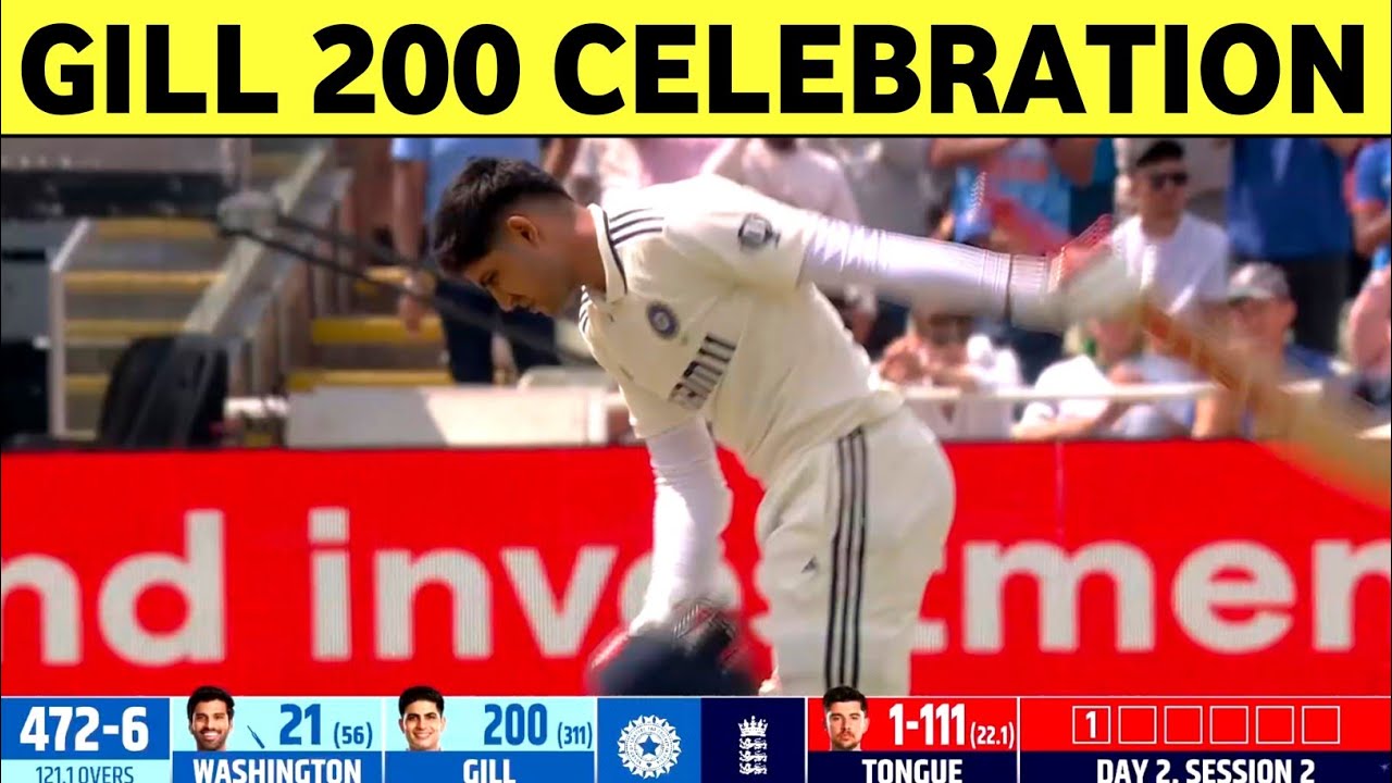 Watch - Shubman Gill double Century Celebration, Shubhman Gill 200 vs ...