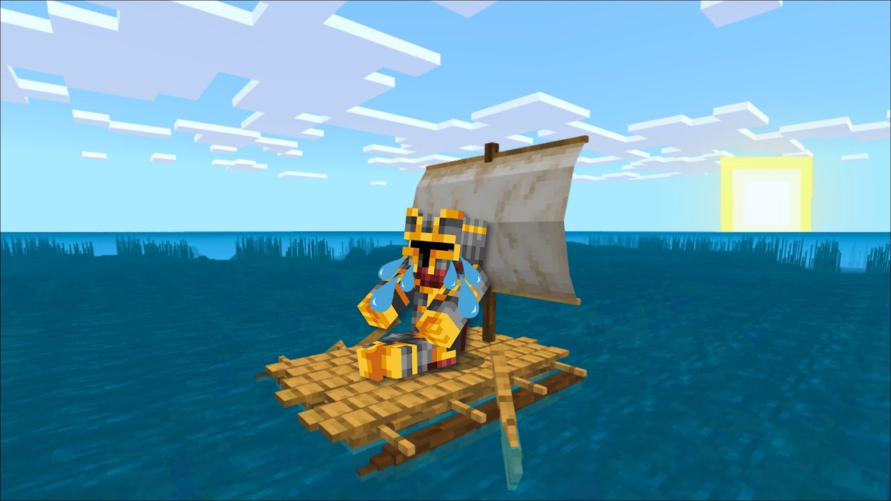 Minecraft SURVIVING ON A RAFT FOR DAYS NEAR ISLANDS !! DON'T GET EATEN ...
