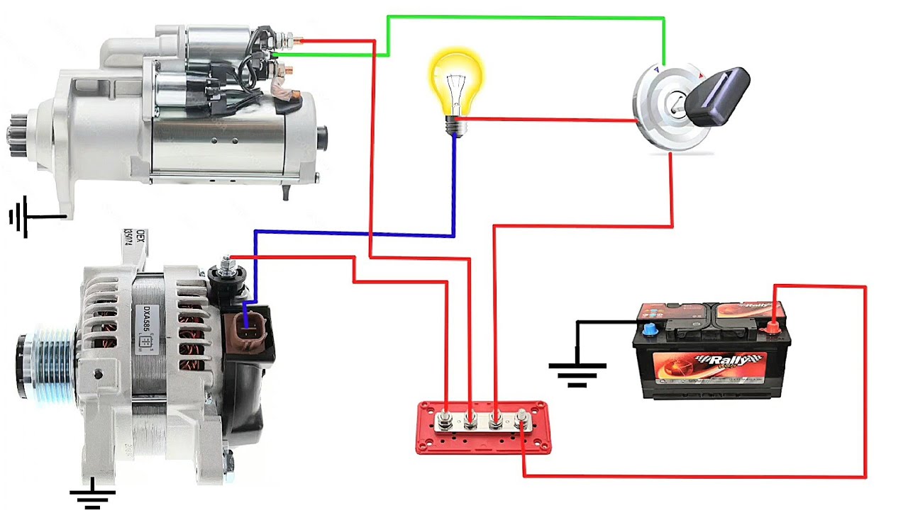 Starter Motor Wiring With 4 Pin Alternator | How to Wire Starter Motor ...