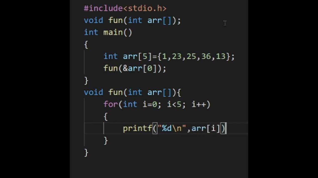 Passing An Array To A Function C Programming Shorts Coding Programming Youtube