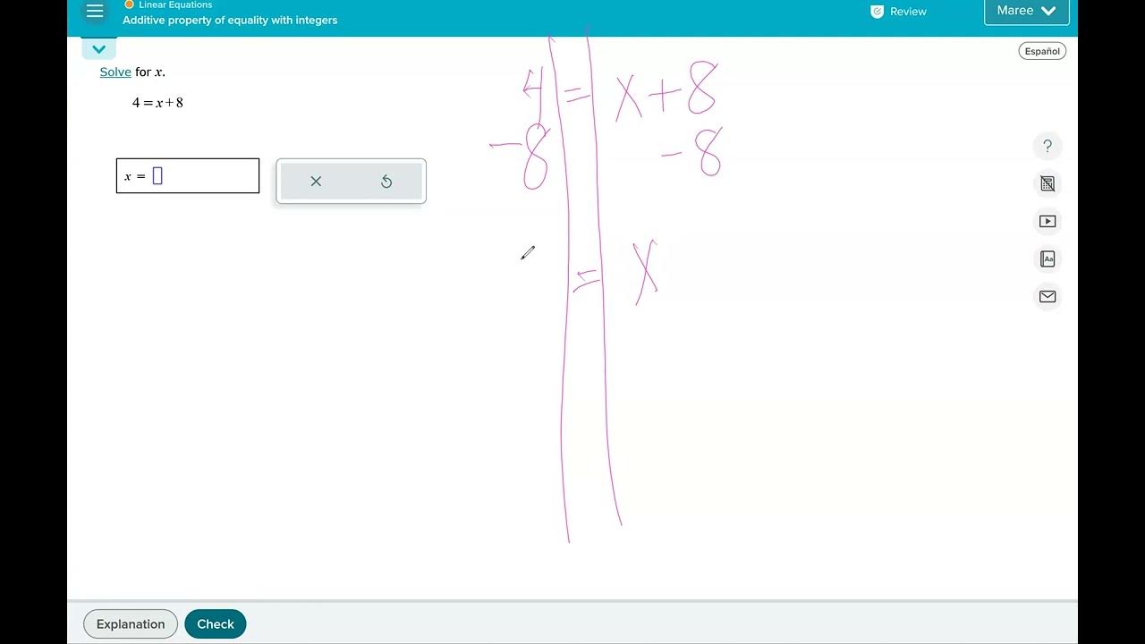 Additive property of equality with integers - YouTube