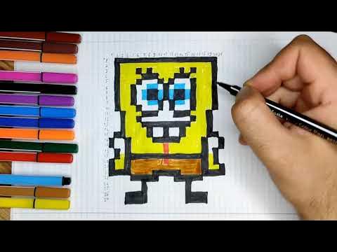 How To Draw SpongeBob Pixel Art - YouTube