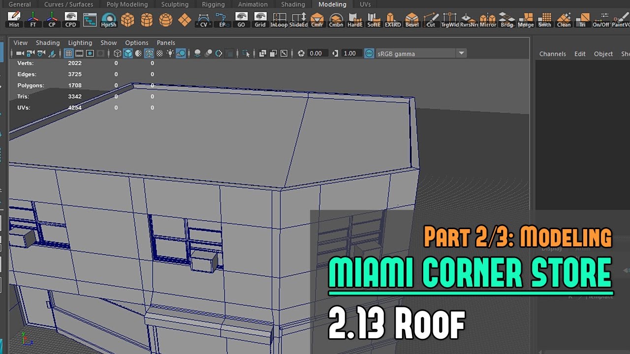 Miami Corner Store Part 2/3 - 2.13: Modeling the Roof - (Free Course for Maya/UE4) - YouTube
