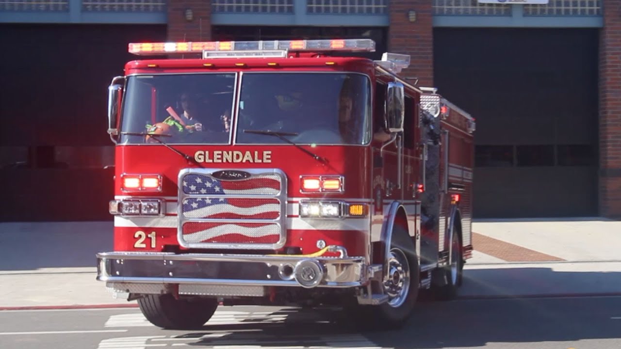 Glendale Fire Department Engine 21 responding - YouTube