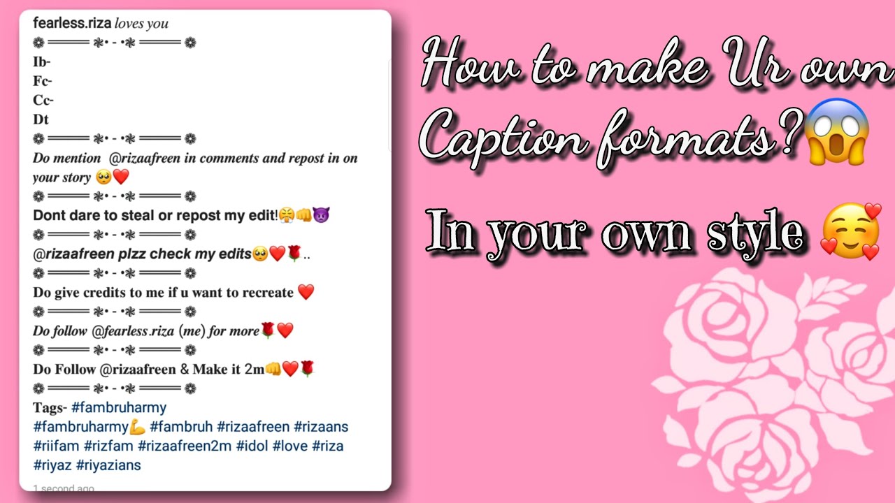 Make Ur own Caption formats on your own style 👅 ️|How to make caption ...