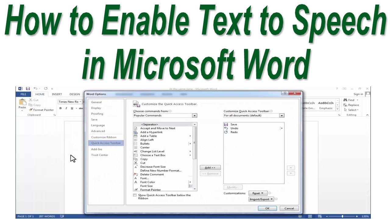 How To Enable Text To Speech In Microsoft Word YouTube How To Enable Text To Speech In Microsoft Word YouTube
