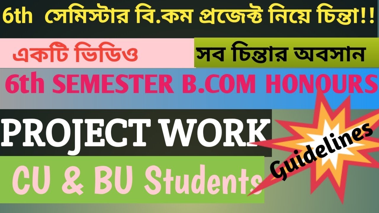 Guidelines Relating to Project Work !! B.COM 6th Semester Honours for ...