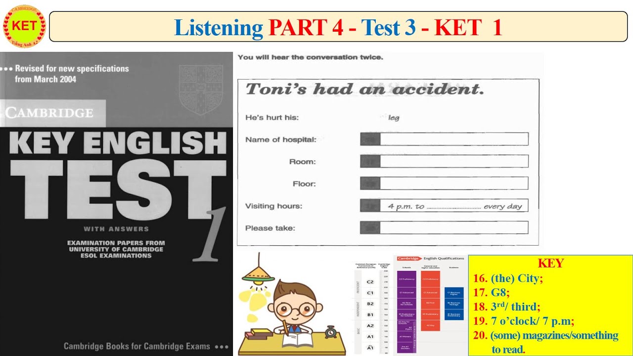 KET 1 Listening Part 4 Test 3 (Transcript + Key) - YouTube