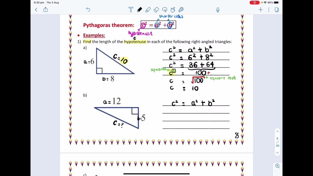 Finding the length of the hypotenuse (part 1) - YouTube