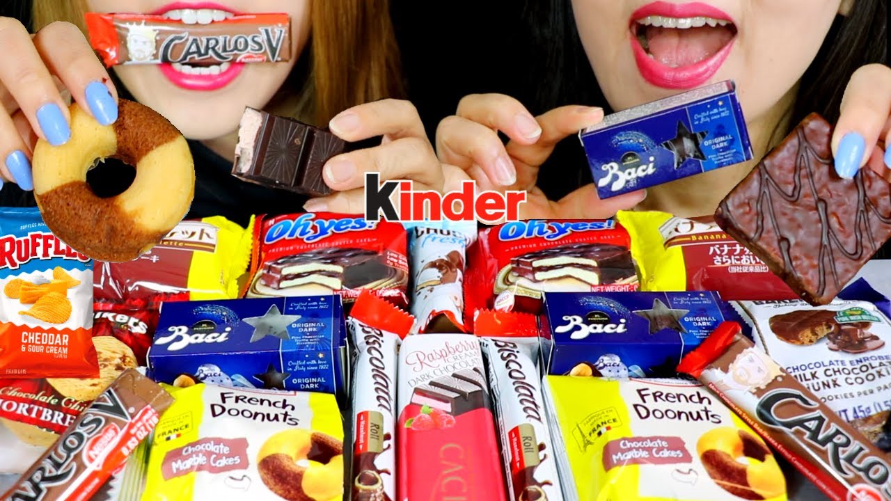 ASMR TRYING SNACKS FROM AROUND THE WORLD (CHOCOLATE CAKE, COOKIES ...