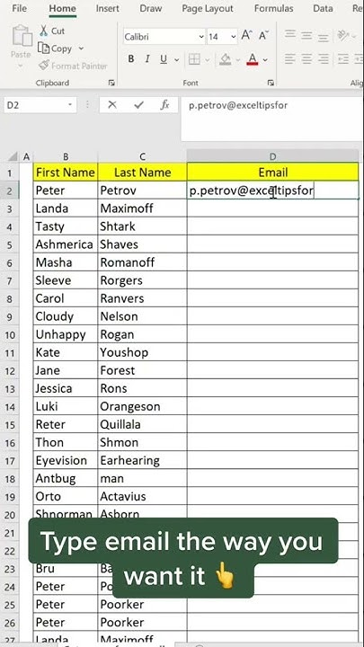 Create Employees Email Addresses in Excel #shorts in 5 seconds! #shorts #youtubeshorts - YouTube