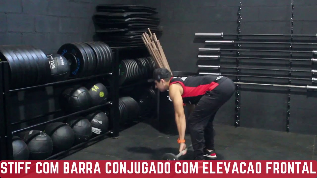 Stiff com barra conjugado com elevação frontal - YouTube
