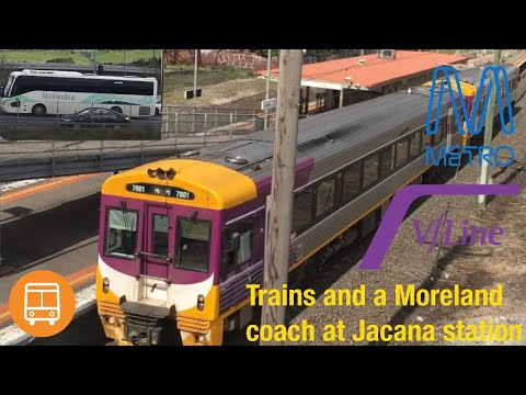 Trains and a Moreland coach at Jacana station - YouTube
