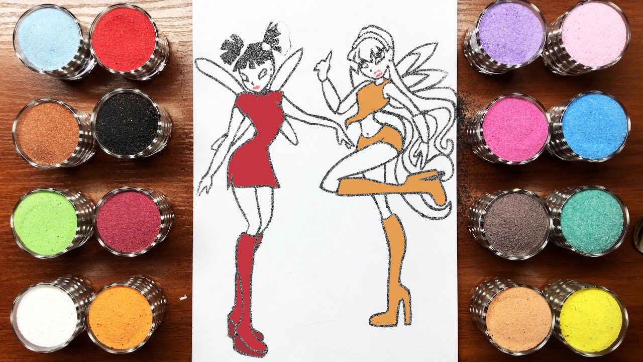 Fairy WINX Sand Painting and Coloring - YouTube