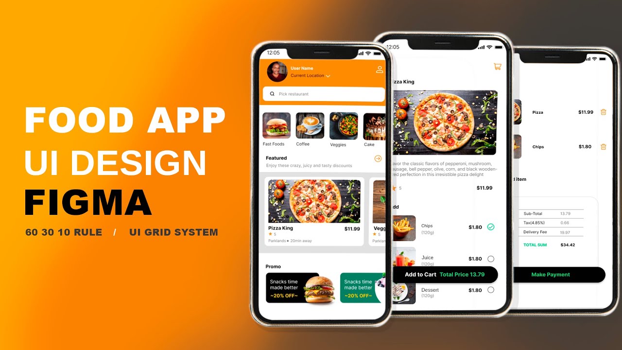 FOOD DELIVERY APP UI DESIGN - FIGMA - PART 1 - For Beginner's - YouTube
