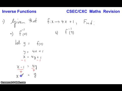 Inverse Functions (CXC/CSEC Maths revision) - YouTube