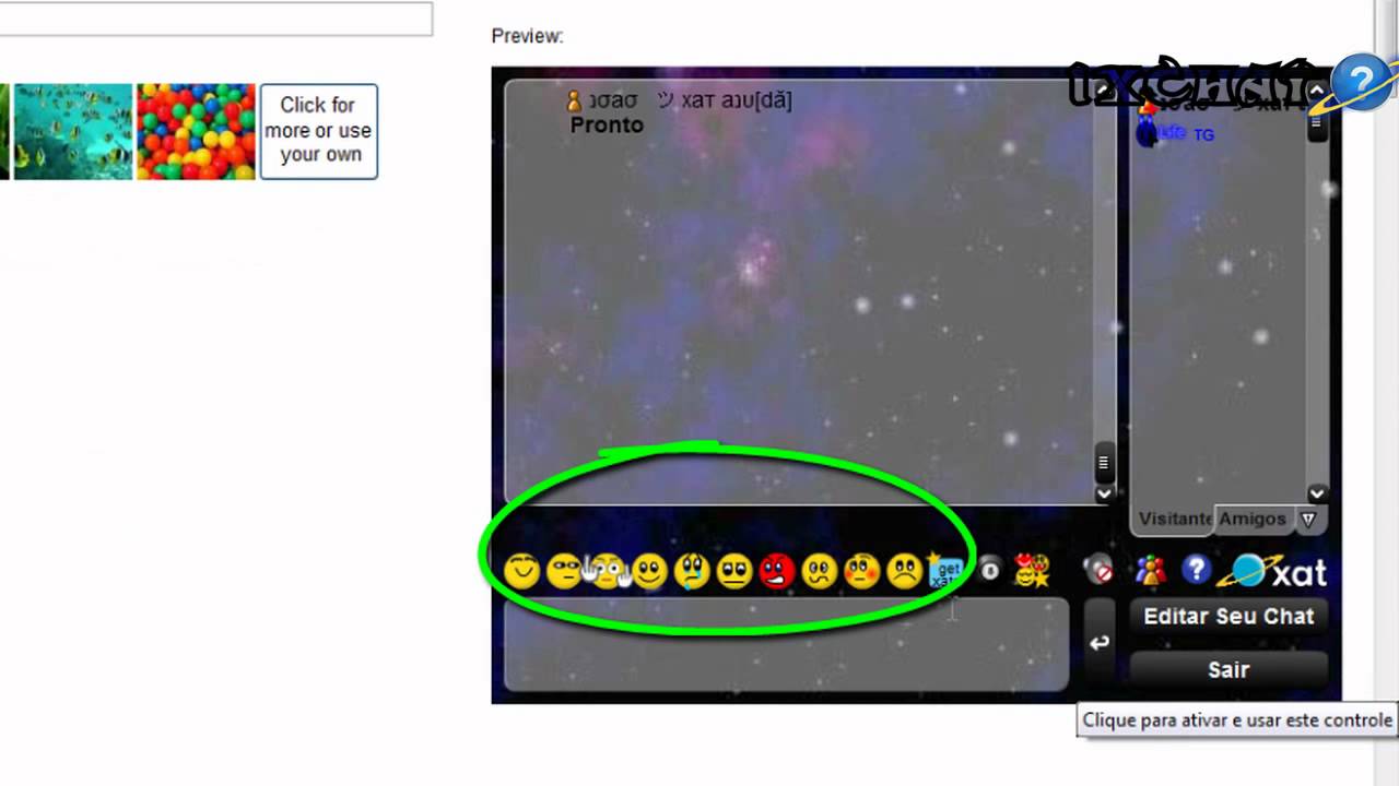 Como mudar a barra de smilies do xat - Precisa do power 'gline ...