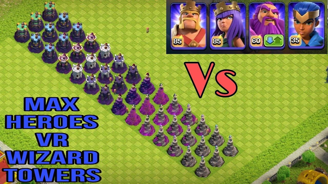 Clash of Clans Challenge Wizard Towers Vs Max Heros #coc #clashofclans ...