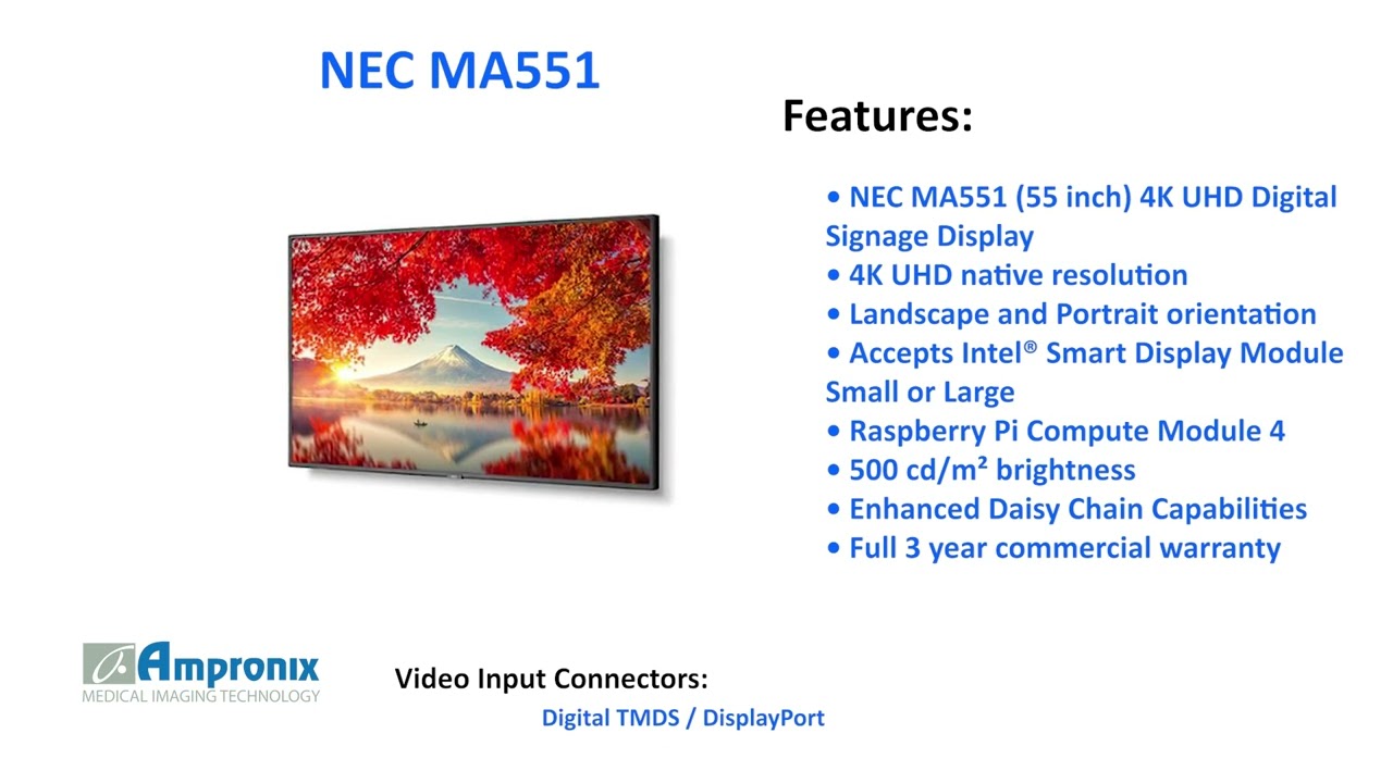 NEC MA551 (55 inch) 4K UHD Digital Signage Display Sales | Service ...