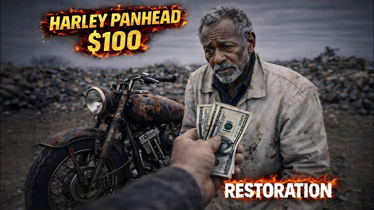 $100 Harley Panhead Restoration | Trash to Showroom Shine (ASMR) - YouTube
