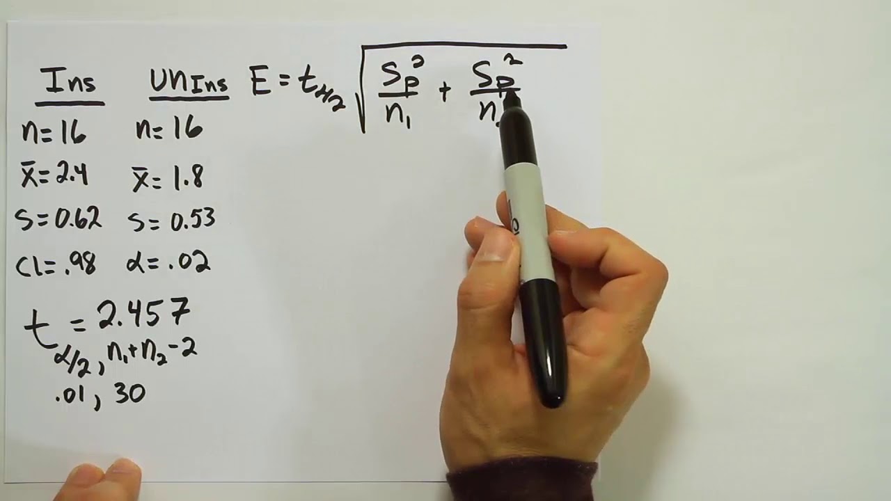 Two Sample t-Interval for the Difference between Two Means, Problem 3 ...