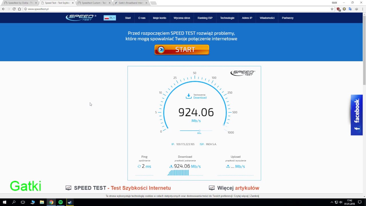 [FTTH] Inea do 1Gb/s. Speedtest. - YouTube