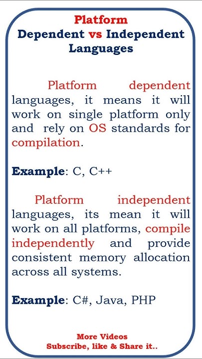 platform dependent vs independent languages #coding #javascriptcore # ...