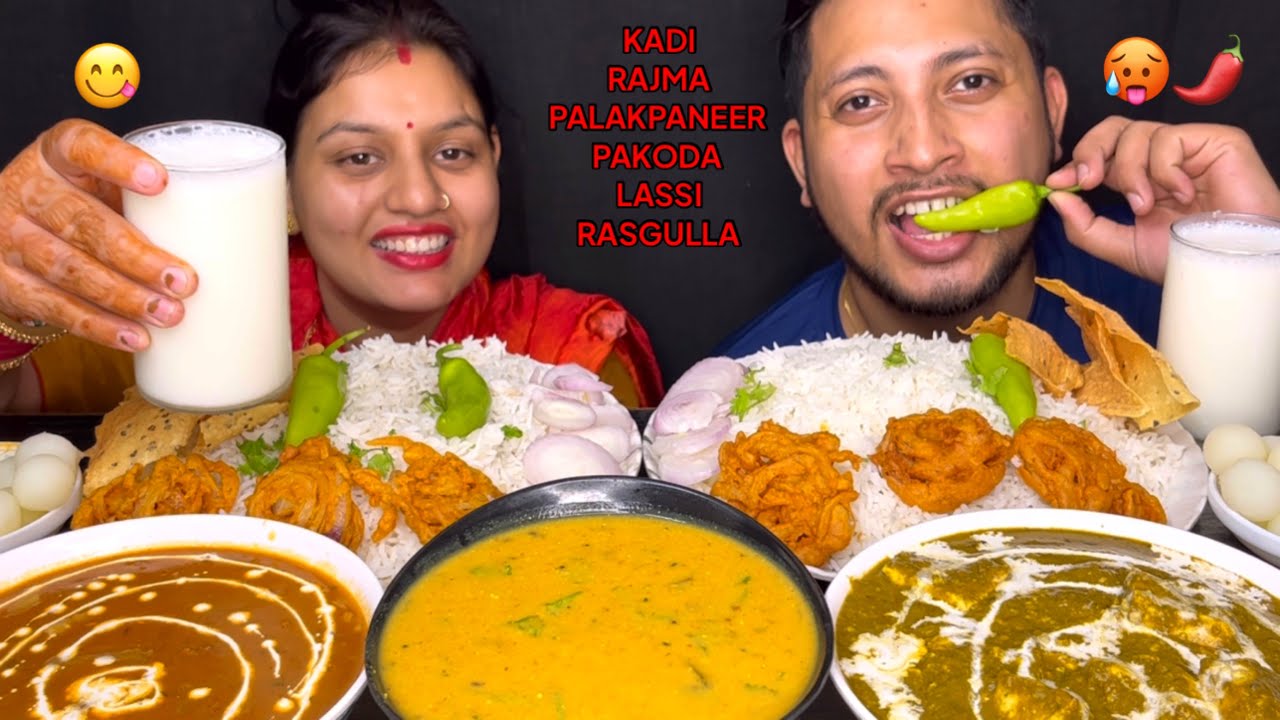 EATING PALAK PANEER, KADI PAKODA, RAJMA, RICE, RASGULLA I HUSBAND &WIFE ...