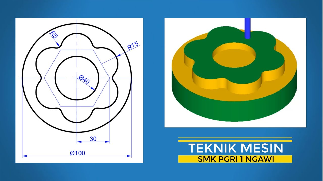 TUTORIAL MENGGAMBAR 2D MASTERCAM - YouTube