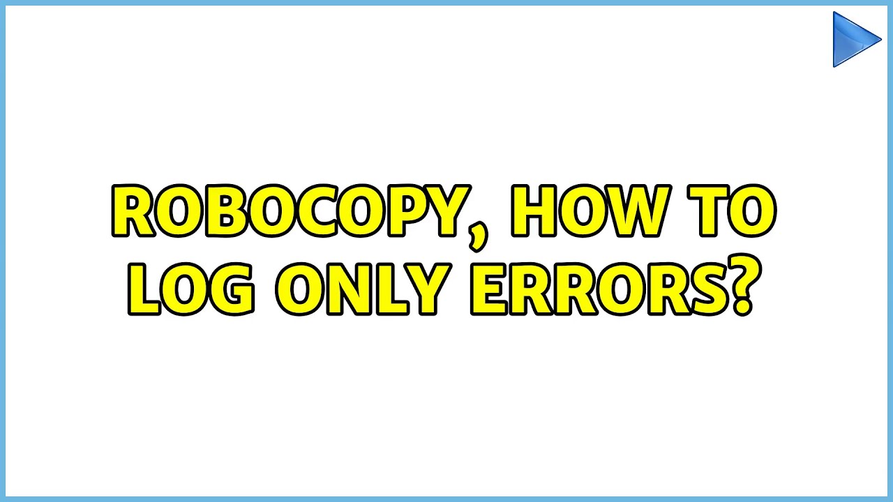 Robocopy, how to log only errors? - YouTube