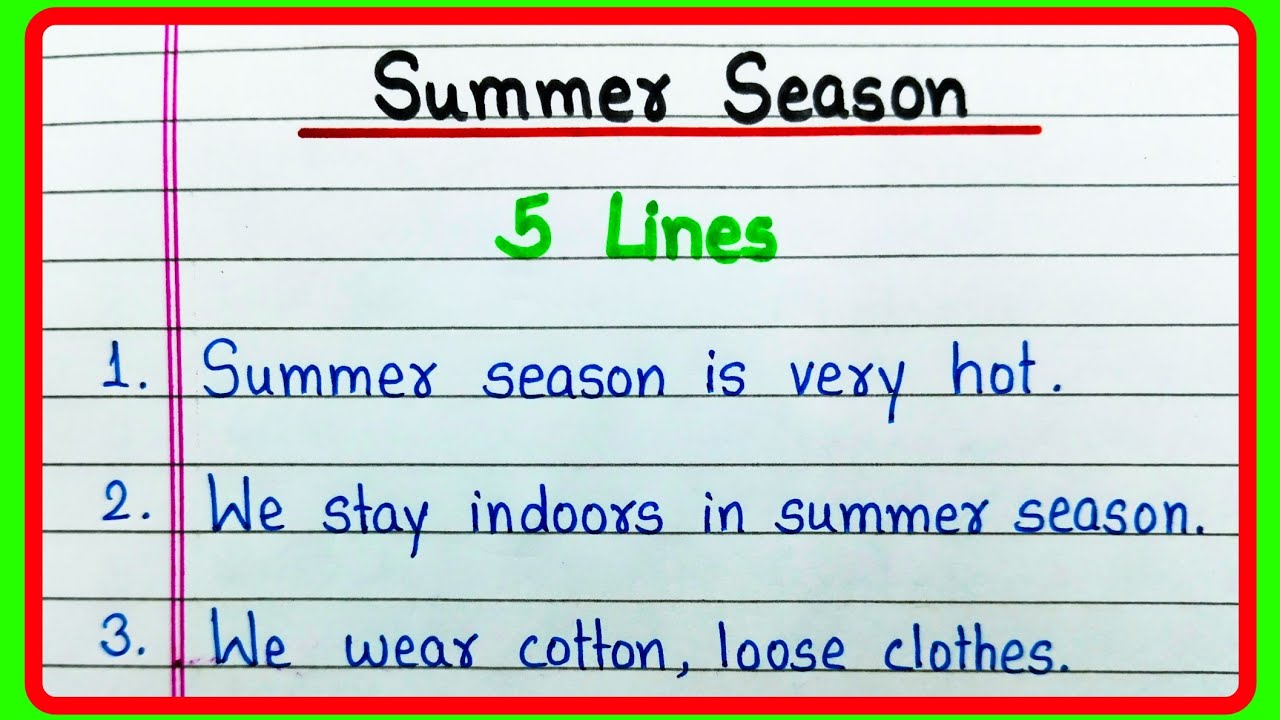 5 lines essay on Summer season in English | Few lines about Summer ...