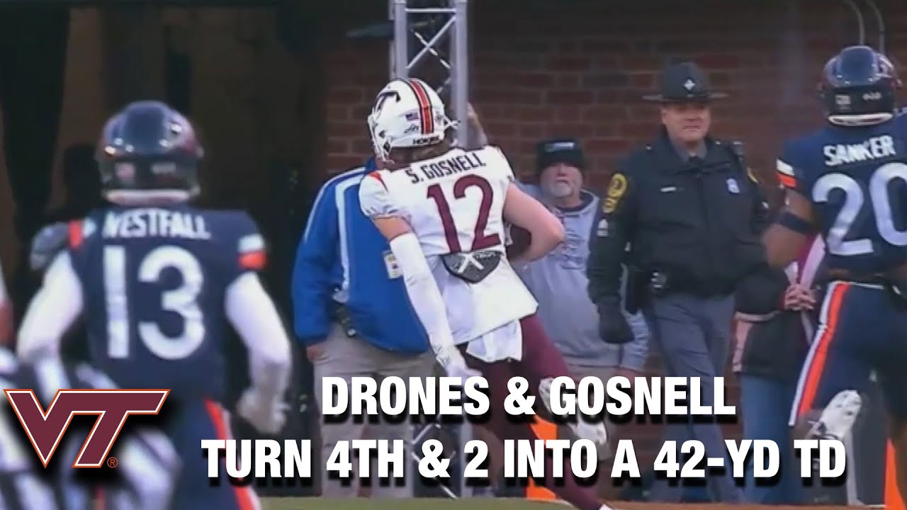 VT's Kyron Drones & Stephen Gosnell Turn 4th & 2 Into a 42-Yd TD - YouTube
