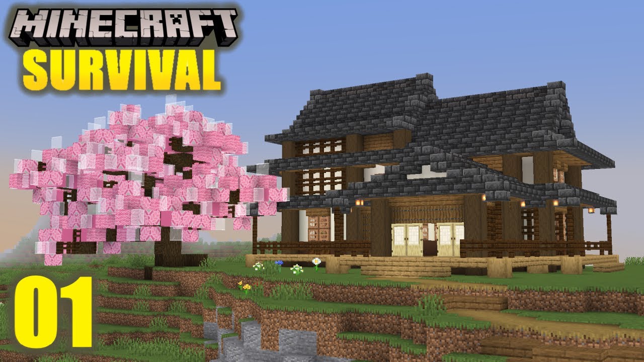 Japanese Starter House! - Minecraft Let's Play Episode 1 - YouTube