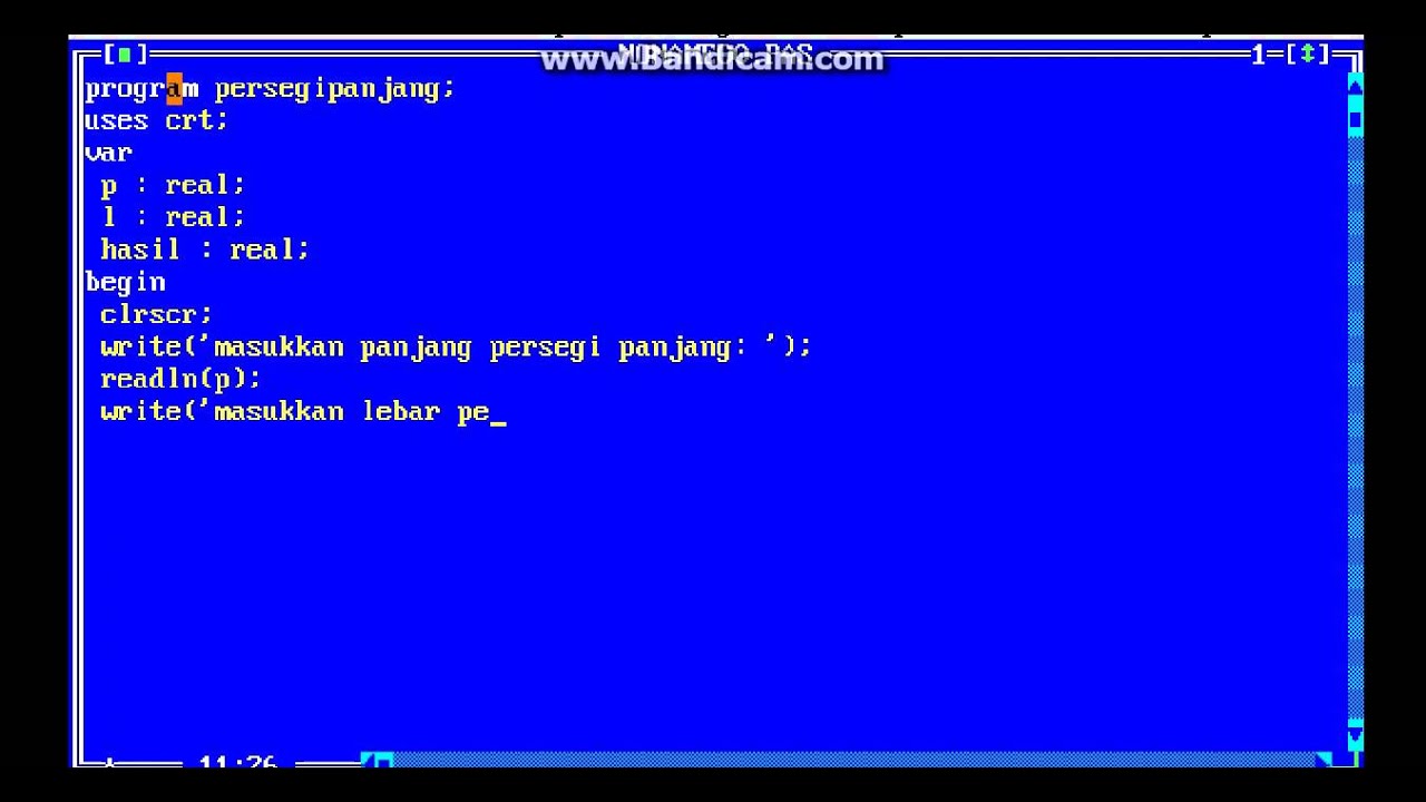Tutorial cara menghitung persegi panjang dengan pascal - YouTube