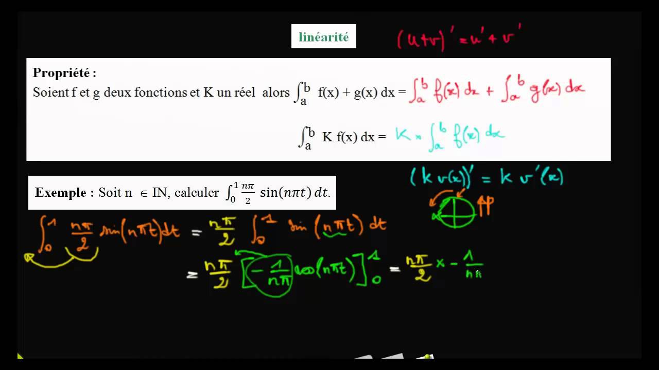 Application des propriétés de linéarité pour les intégrales - YouTube