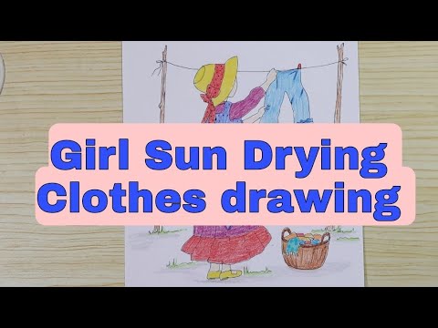 Girl sun drying clothes drawing, easy drawing for beginners #howtodraw ...