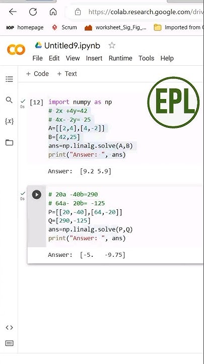 Simultaneous equations using Numpy python #shorts - YouTube