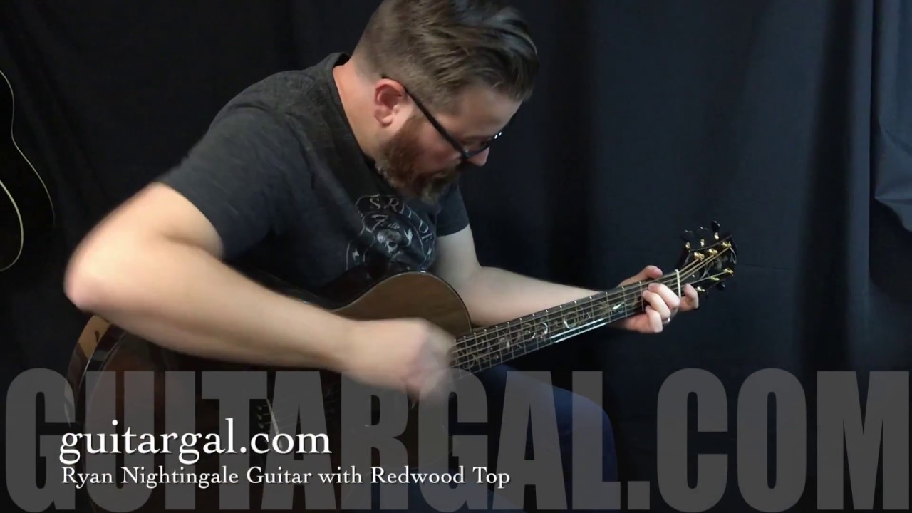 Redwood topped Ryan Nightingale Guitar at Guitar Gallery - YouTube