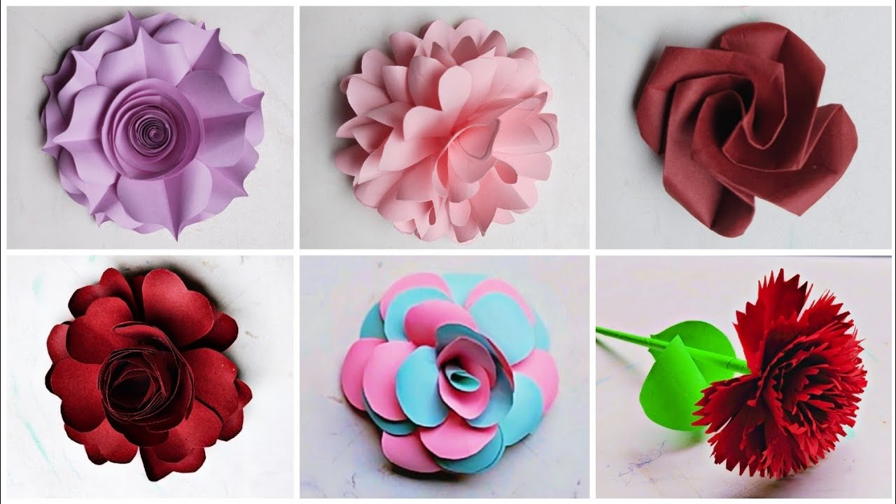 How to make paper rose easy || 6 variety types of Rose 🌹 making with ...