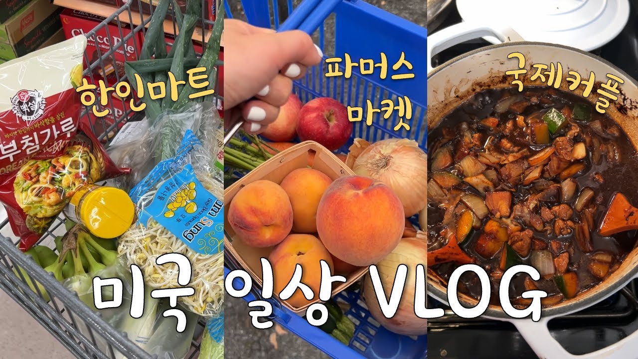 🇺🇸미국일상 Vlog👩🏻🍳파머스 마켓 And 한인마트 장보기 브이로그 마트 하울 짜장 만들기 국제커플 집밥 미국 브이로그